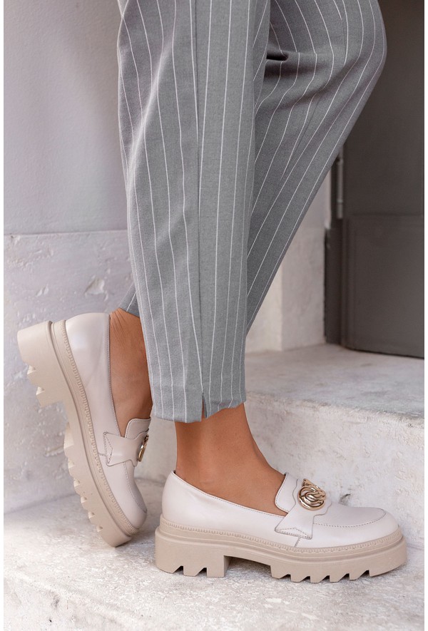 Beżowe mokasyny Monav - Saway