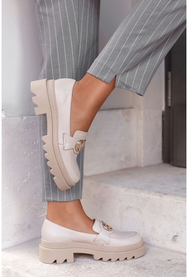 Beżowe mokasyny Monav - Saway