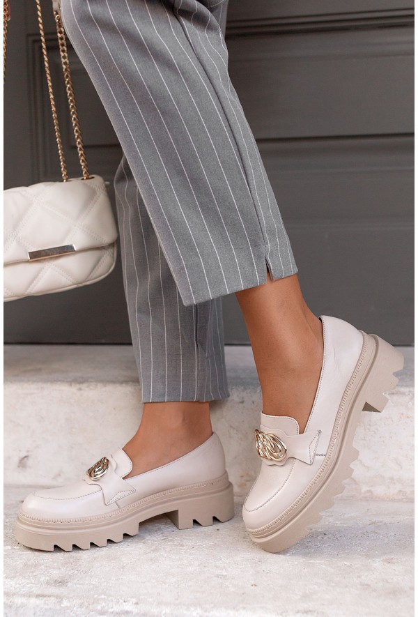 Beżowe mokasyny Monav - Saway