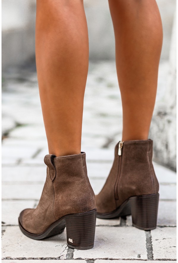 Zamszowe botki Tucsan brąz - Saway